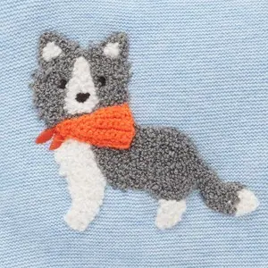 PUREBABY On The Farm Sweater - Country Air Melange Blue Dog