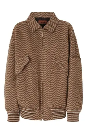 Missoni Bomber Jacket With Irregular Chevron Pattern - Beige