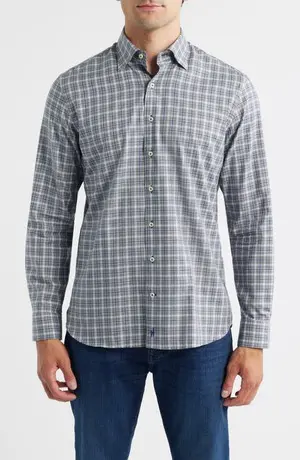 Johnnie-o Warden Plaid Cotton Button-down Shirt - Charcoal