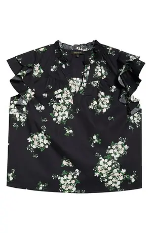 SUGARLIPS Emery Floral Cotton Split Neck Top