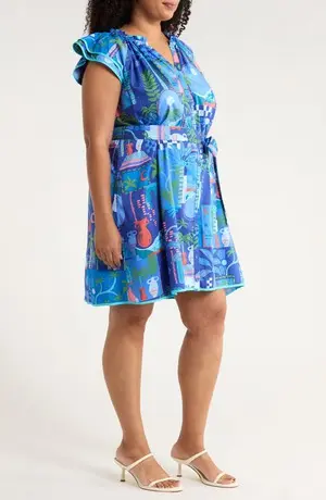SUGARLIPS Punta Alta Olera Ruffle Shirtdress