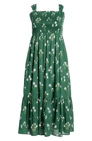 SUGARLIPS Kestrel Floral Smocked Cotton Maxi Sundress