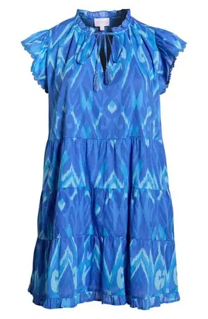 SUGARLIPS Carys Abstract Flutter Sleeve Cotton Shift Dress