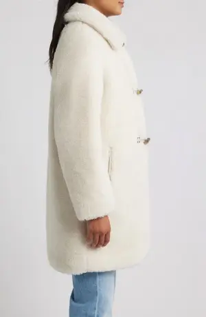 Sam Edelman Faux Fur Toggle Coat - Modern Ivory