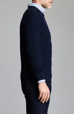 Billy Reid Bishop Rib Wool & Cotton Sweater - Carbon Blue