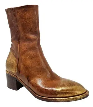 MADISON MAISON Handmade Metallic Ankle Boot - Cognac