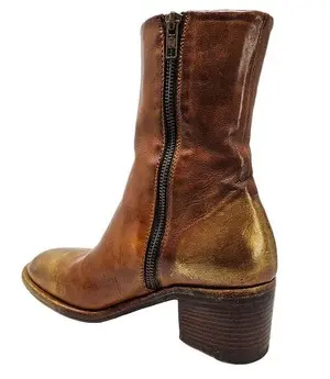MADISON MAISON Handmade Metallic Ankle Boot - Cognac