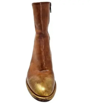 MADISON MAISON Handmade Metallic Ankle Boot - Cognac