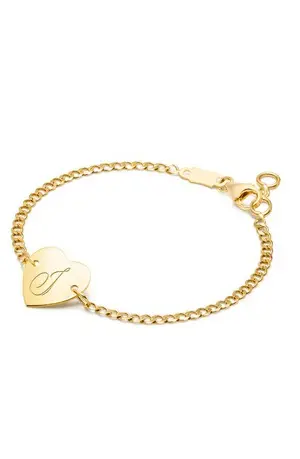 TINY BLESSINGS 14k Gold Heart Id & Engraved Initial Bracelet - 14k Gold - J