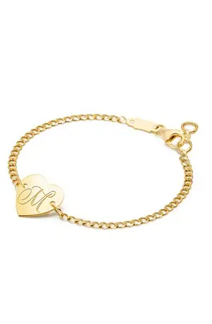 TINY BLESSINGS 14k Gold Heart Id & Engraved Initial Bracelet - 14k Gold - M