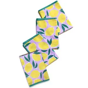 SUPRA ENDURA Lemon Print Organic Napkinsset Of 4 - Multi