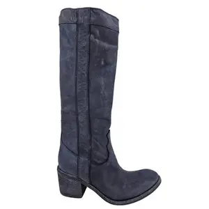 MADISON MAISON Washed Leather Knee-high Pull-on Boots - Navy