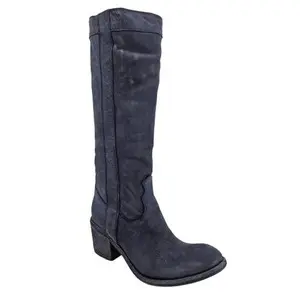 MADISON MAISON Washed Leather Knee-high Pull-on Boots - Navy