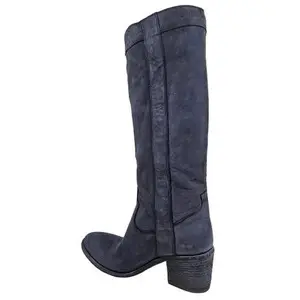 MADISON MAISON Washed Leather Knee-high Pull-on Boots - Navy