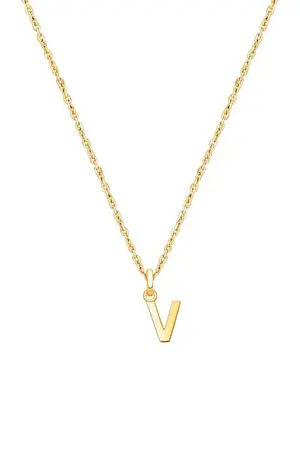 TINY BLESSINGS 14k Gold Initial Pendant Necklace 14k Gold - V