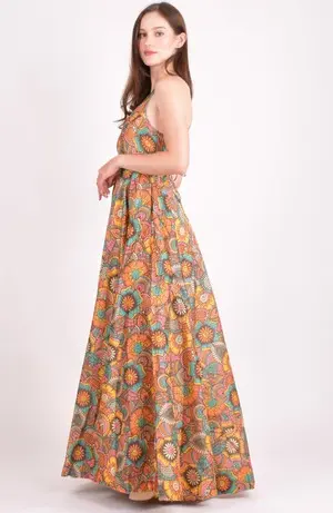 RAAS Sequin Embroidered Silk Long Dress