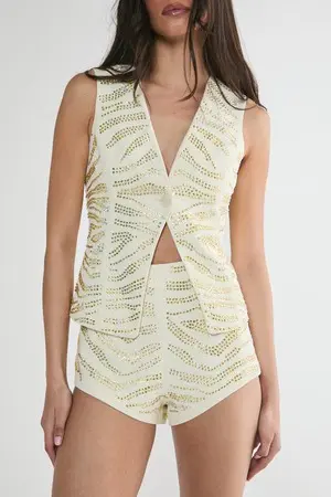 Nasty Gal Zebra Embellished Tailored Hotpants