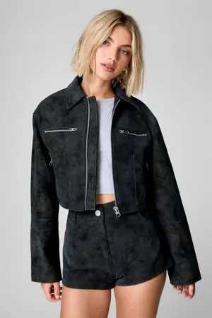 Nasty Gal Distressed Faux Leather High-waisted Hotpants