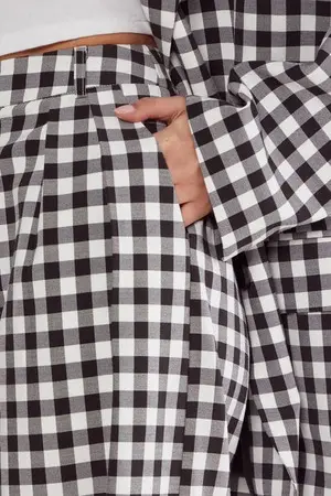Nasty Gal Gingham Tailored Wide Leg Trousers