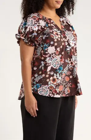 SUGARLIPS Floral Ruffle Cotton Top