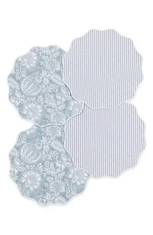 MATOUK Set Of 4 Reversible Quilted Placemats Granada Hazy/matteo Sea