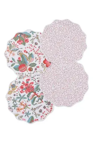 MATOUK Set Of 4 Reversible Quilted Placemats Pomegranate Pink/celine