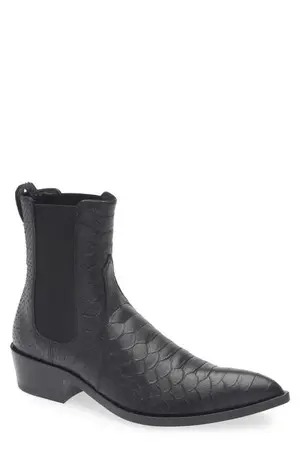 TOM FORD Snakeskin Embossed Pointed Toe Chelsea Boots