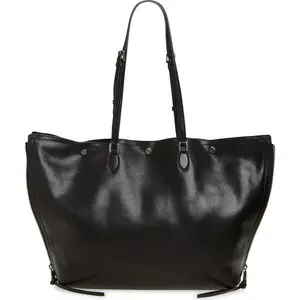 Dolce & Gabbana Atene Side Zip Leather Shopper - 80999 Nero