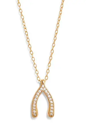 Kate Spade New York Wishbone Pendant Necklace - Clear/gold