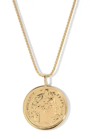 Gold-plated coin pendant necklaces