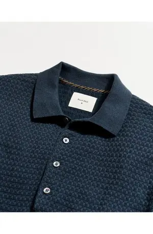Billy Reid Grid Links Long Sleeve Polo