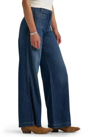 Wrangler High-waist Wide-leg Patch Pocket Jeans