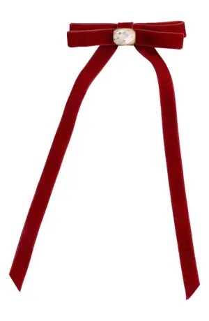 KITSCH Velvet Bow Hair Clip - Red