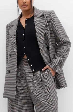 City Chic Houndstooth Double Breasted Blazer