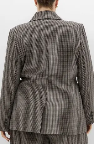 City Chic Houndstooth Double Breasted Blazer
