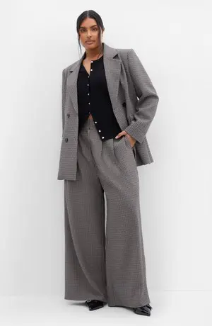 City Chic Houndstooth Double Breasted Blazer