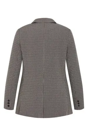 City Chic Houndstooth Double Breasted Blazer