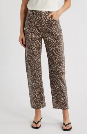 Madewell Leopard Darted Barrel Leg Jeans