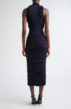 Balmain Draped Wool Jersey Midi Dress
