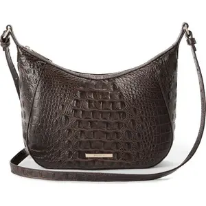 Brahmin Corinne Croc Embossed Leather Crossbody Chocolate Alden Road