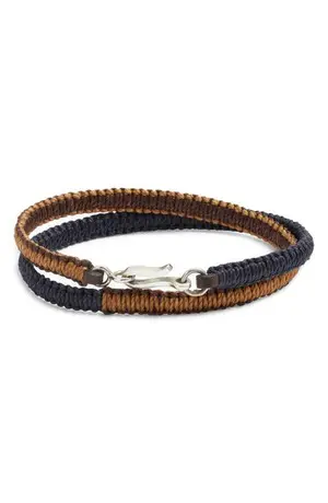 Caputo & Co Colorblock Macramé Double Wrap Bracelet - Dark Navy Combo