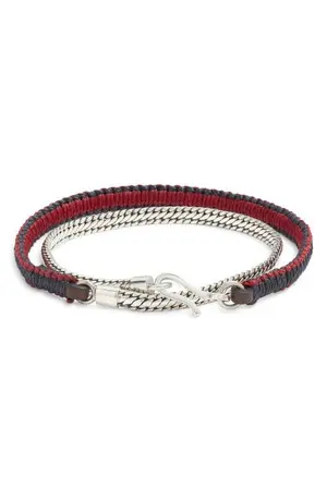 Caputo & Co Bali Chain & Macramé Double Wrap Bracelet - Navy Combo