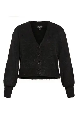 City Chic Marnie Eyelash Knit Cardigan - Black