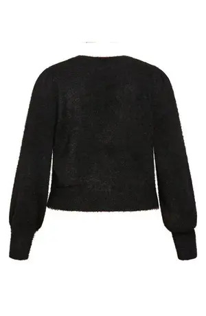 City Chic Marnie Eyelash Knit Cardigan - Black