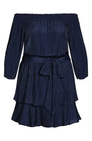 City Chic Metallic Off-the-shoulder Dress
