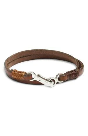 Caputo & Co Leather Double Wrap Bracelet - Taupe