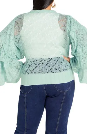 City Chic Carolina Pointelle Sweater - Mint
