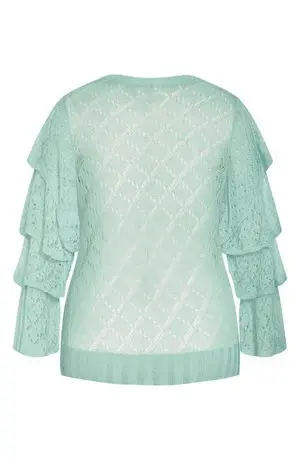 City Chic Carolina Pointelle Sweater - Mint