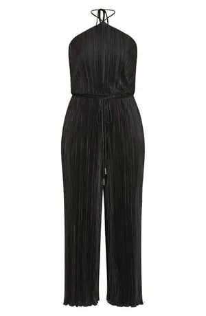 City Chic Plissé Halter Jumpsuit