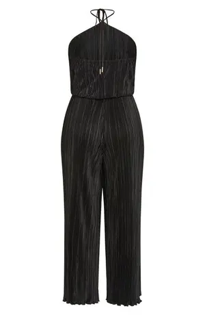 City Chic Plissé Halter Jumpsuit